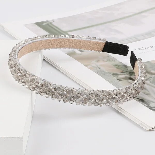 Женский блестящий обруч со стразами Серебряный, Gray
