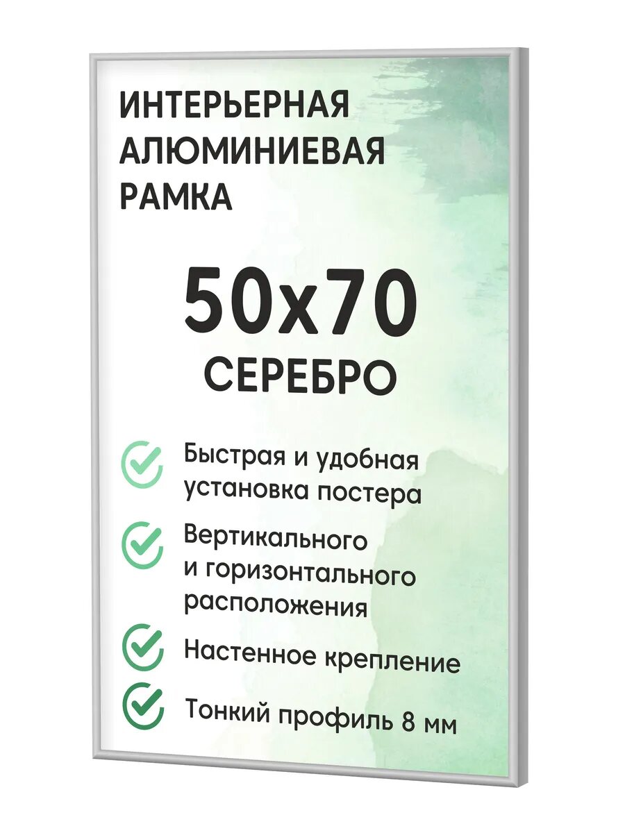 Фоторамка БС "ALTIRO", 50x70 см, алюминий/пластик, цвет серебро