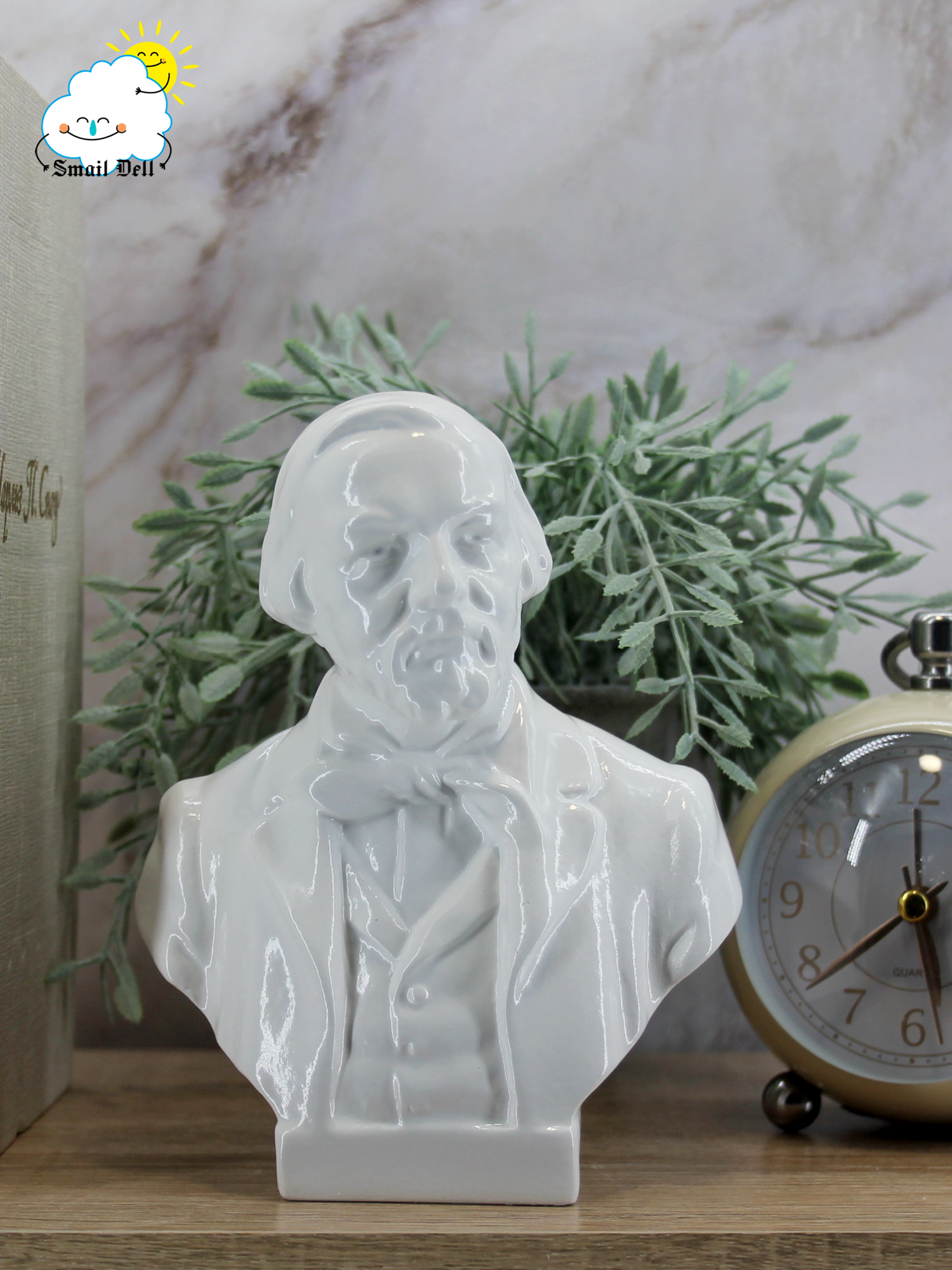 Статуэтка бюст Глинка М. И. 14.5 см , гипс , цвет белый глянцевый