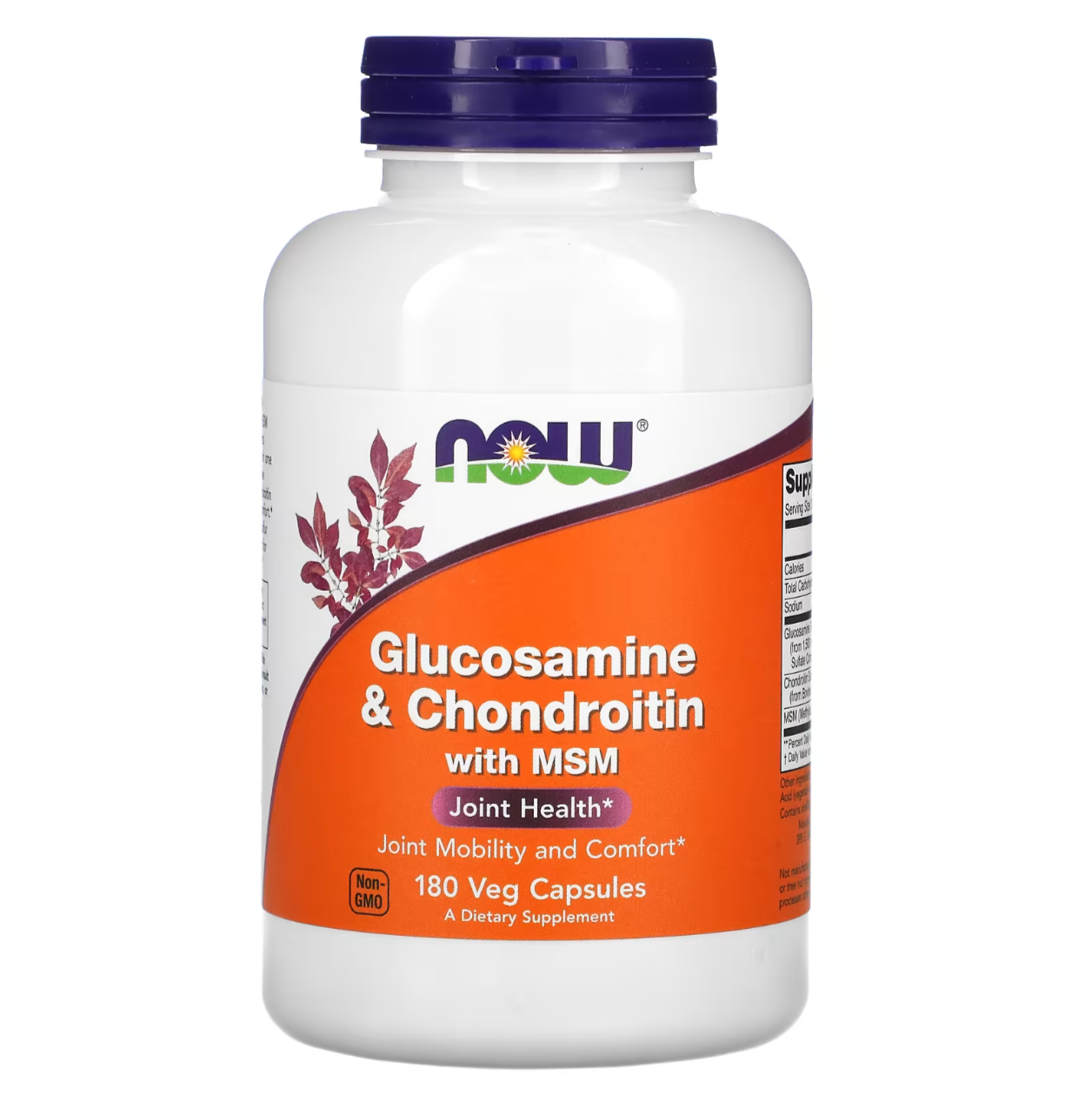 NOW Foods, Glucosamine and Chondroitin, глюкозамин, хондроитин и МСМ, 180 растительных капсул