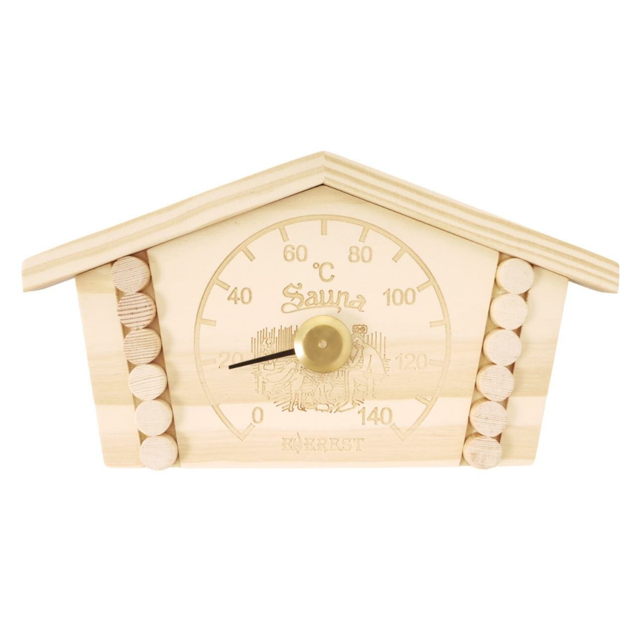 Термометр для бани и сауны деревянный EVEREST "Домик", сосна (TG-35)
