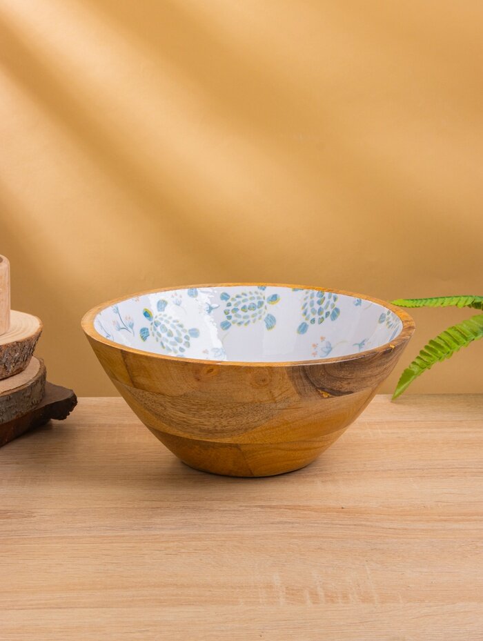 Салатник «Черепаха и цветы», 25×25×10 см, дерево манго