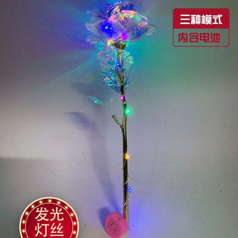 Подарочный набор "Золотая роза", крышка из розового стекла, 24 карата, большая коробка