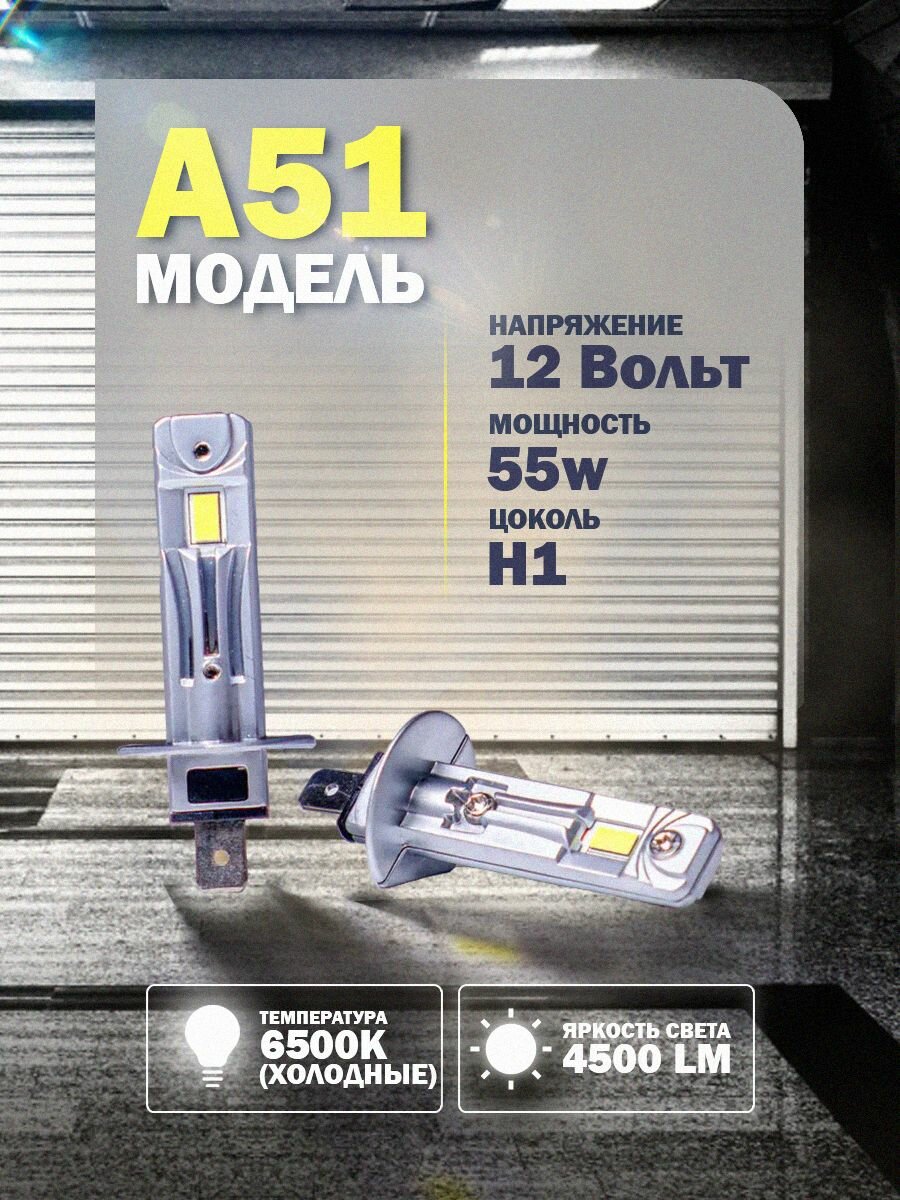 Лед лампы H1 55W 6500k Для LADA ВАЗ Жигули 2110 1995-2013 / Светодиодные лампы