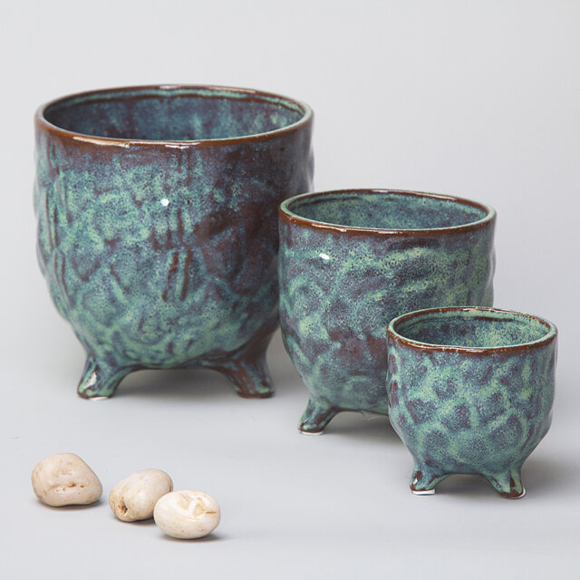 Набор керамических кашпо Mer Antique 7-14 см, 3 шт, Kaemingk, 521471