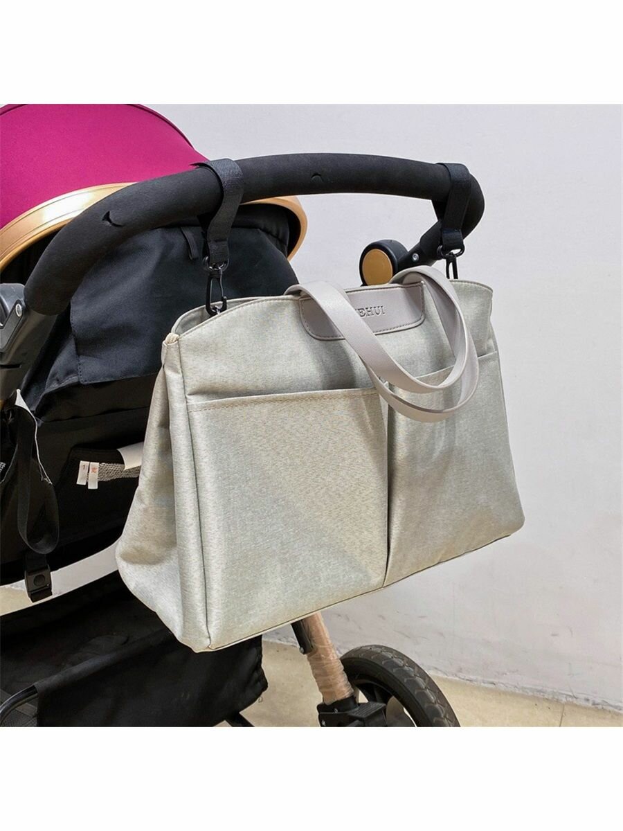 Сумка-органайзер для детской коляски "Джинс", светло-серая, водоотталкивающая ткань