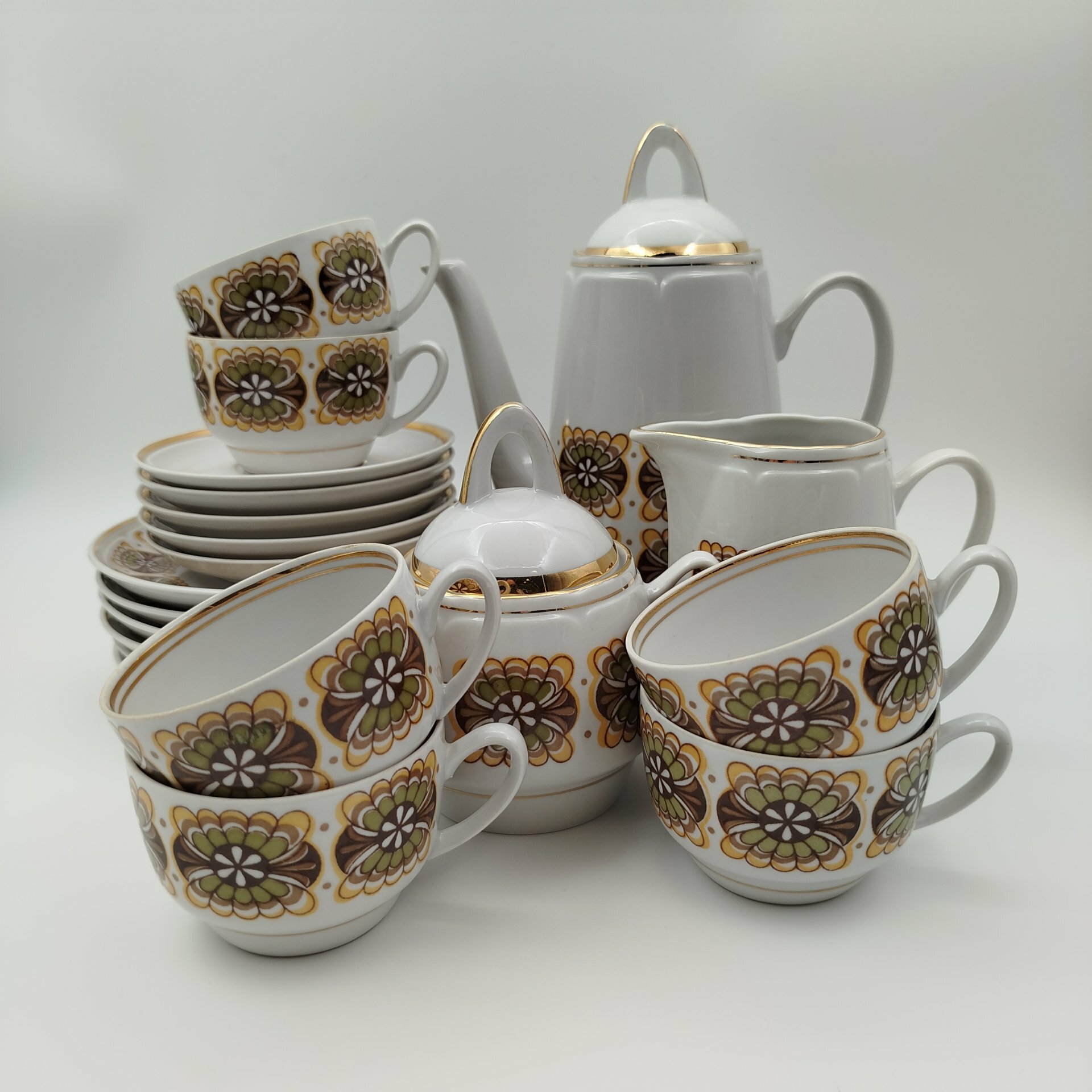 Сервиз кофейный "Aija-1" (Айя-1) с орнаментальным декором, на 6 персон (20 предметов)