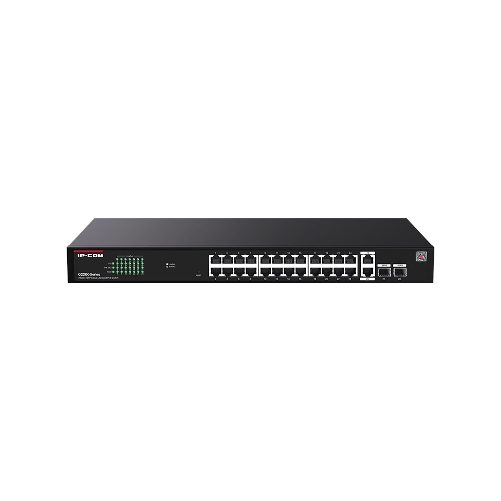 IP-COM G2228P-24-410W Web smart коммутатор с 26 гигабитными портами и 2 SFP-портоми, PoE 24х30Вт (до 370Вт)