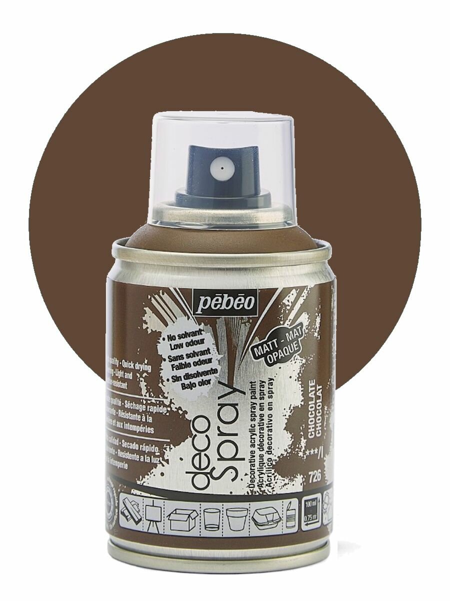 Акриловая краска на водной основе Pebeo decoSpray (аэрозоль) 100 мл, шоколадный