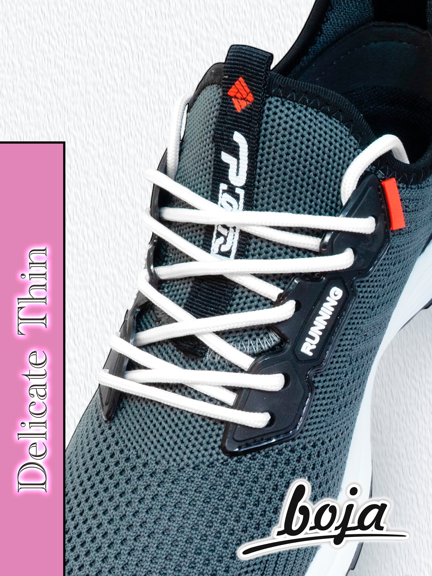 Шнурки для обуви BOJA (THIN), круглые 3мм, 100 см, белые