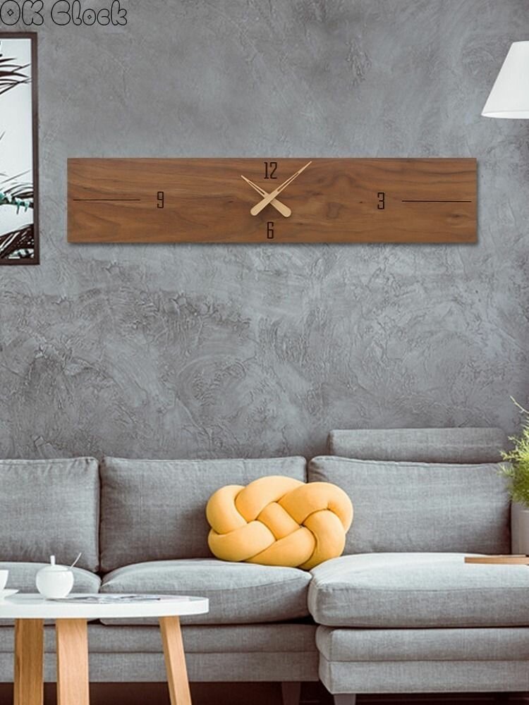 Квадратные настенные часы из массива дерева