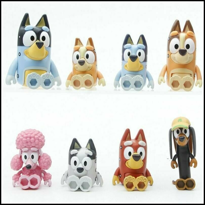 Блуи Бинго и друзья семьи Фигурки Аниме Детские игрушки 8шт Bluey