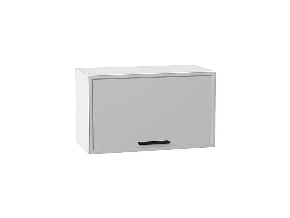 VVT Шкаф верхний горизонтальный Фрейм Белый, Grey Silk, 360, 600 В*Ш*Г 358*600*324, фасад МДФ Grey Silk, корпус Белый Grey Silk