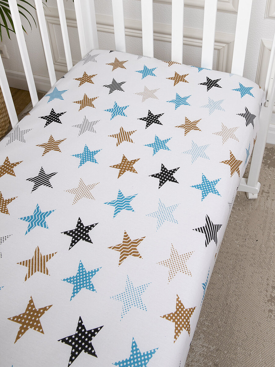 Простыня на резинке 120х60 см в детскую кроватку Хлопок 100%