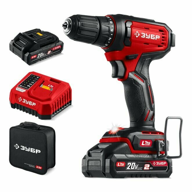 Ударная дрель-шуруповерт ЗУБР 20 В, 40 Н·м, 1 АКБ LMS (2 А·ч) (ДШУ-40-21)