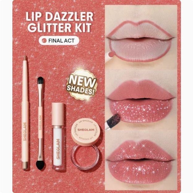 SHEGLAM Набор помад, глиттер/блеск/лайнер для губ