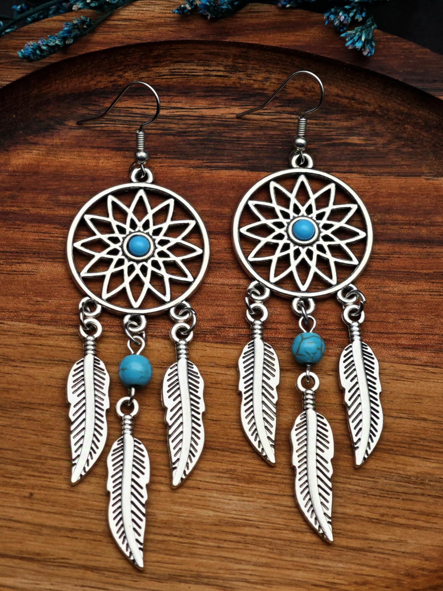 Серьги, бирюза синтетическая, эмаль