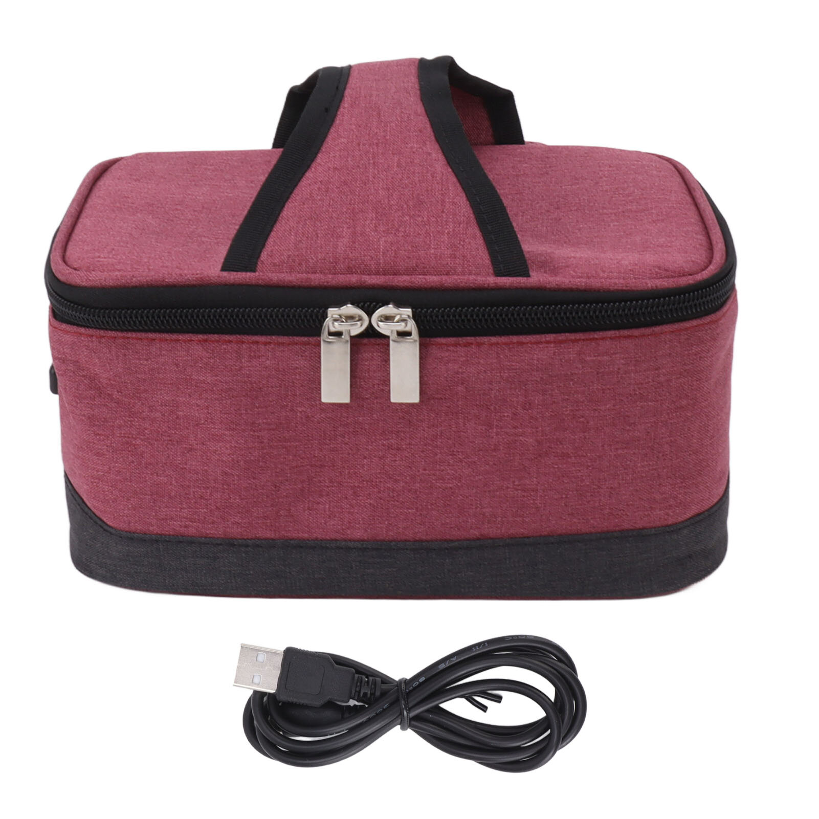 Портативный электрический ланч-бокс с подогревом для еды, USB-сумка с постоянным нагревом, изоляционная сумка с подогревом, ланч-бокс с подогревом, винно-красный