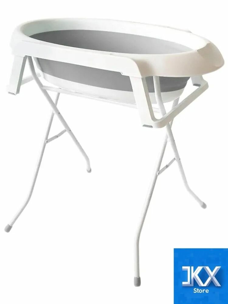 Ванночка для купания новорожденных и малышей складная, с подставкой и сливным шлангом, серая, 87х46х21 см3