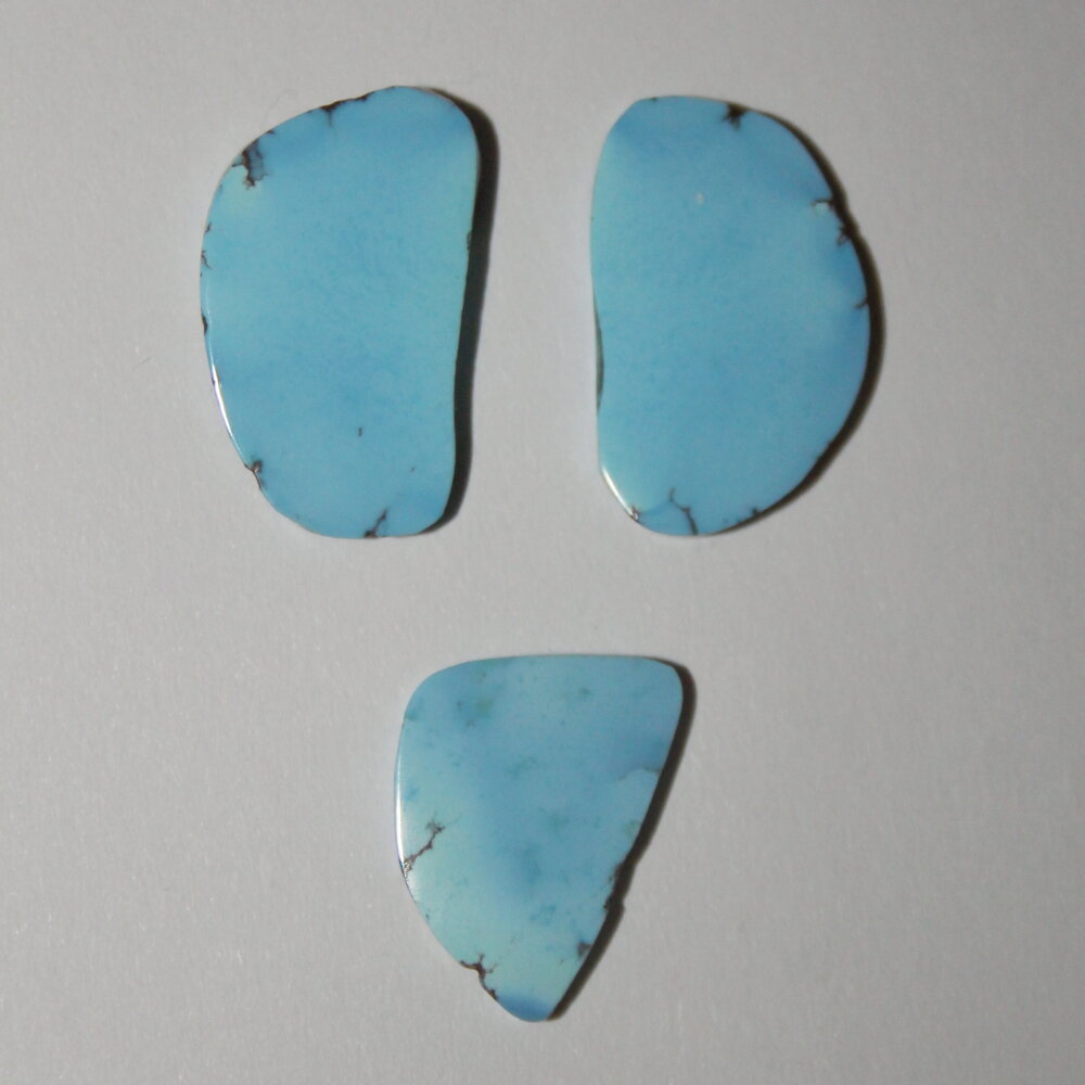 Тройка кабошонов Бирюзы, сет кабошонов Бирюзы, Казахстан, "True Stones"
