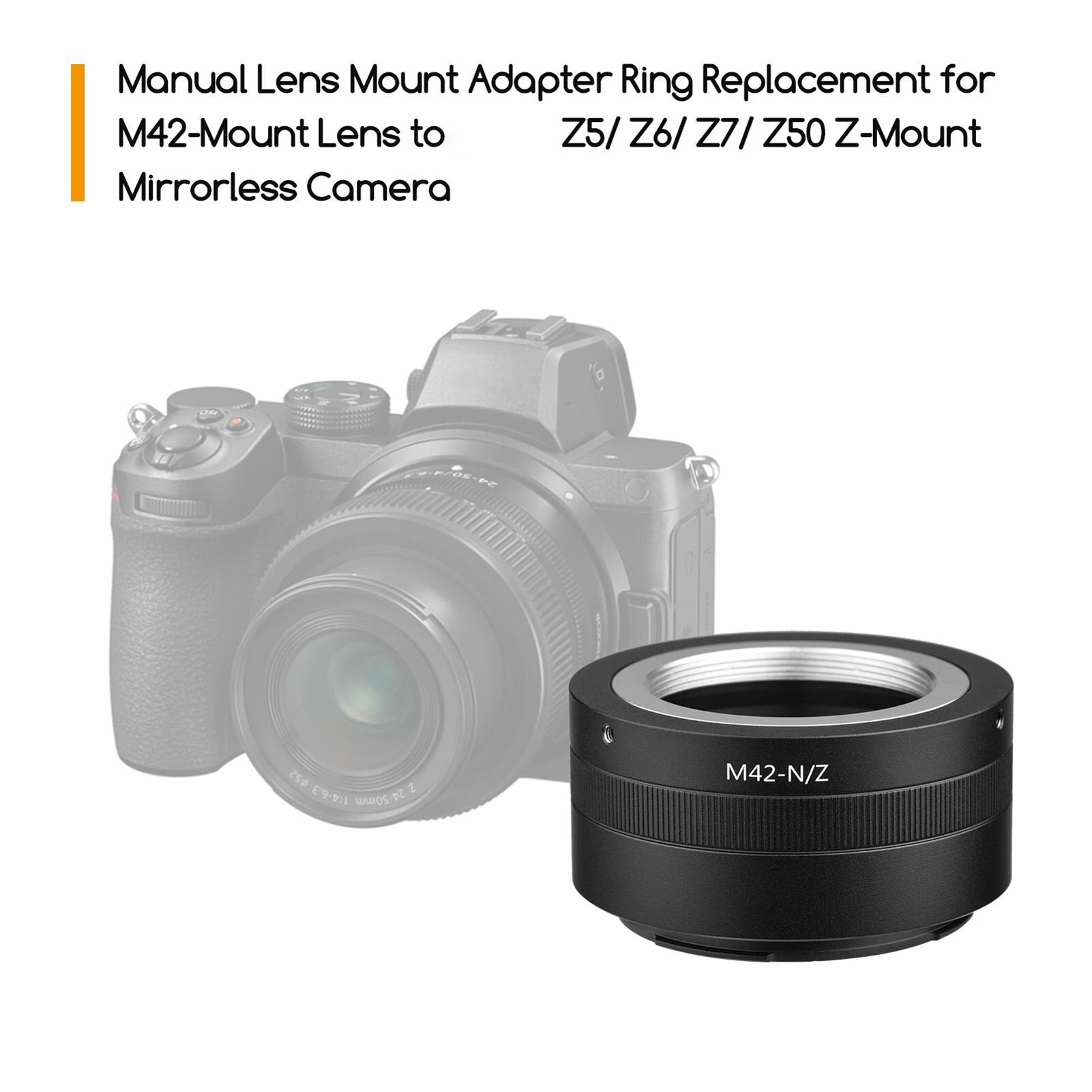 Кольцо-адаптер для ручного крепления объектива Nikon Z5 Z6 Z7 Z50, алюминиевый сплав M42 на крепление Z для беззеркальных камер