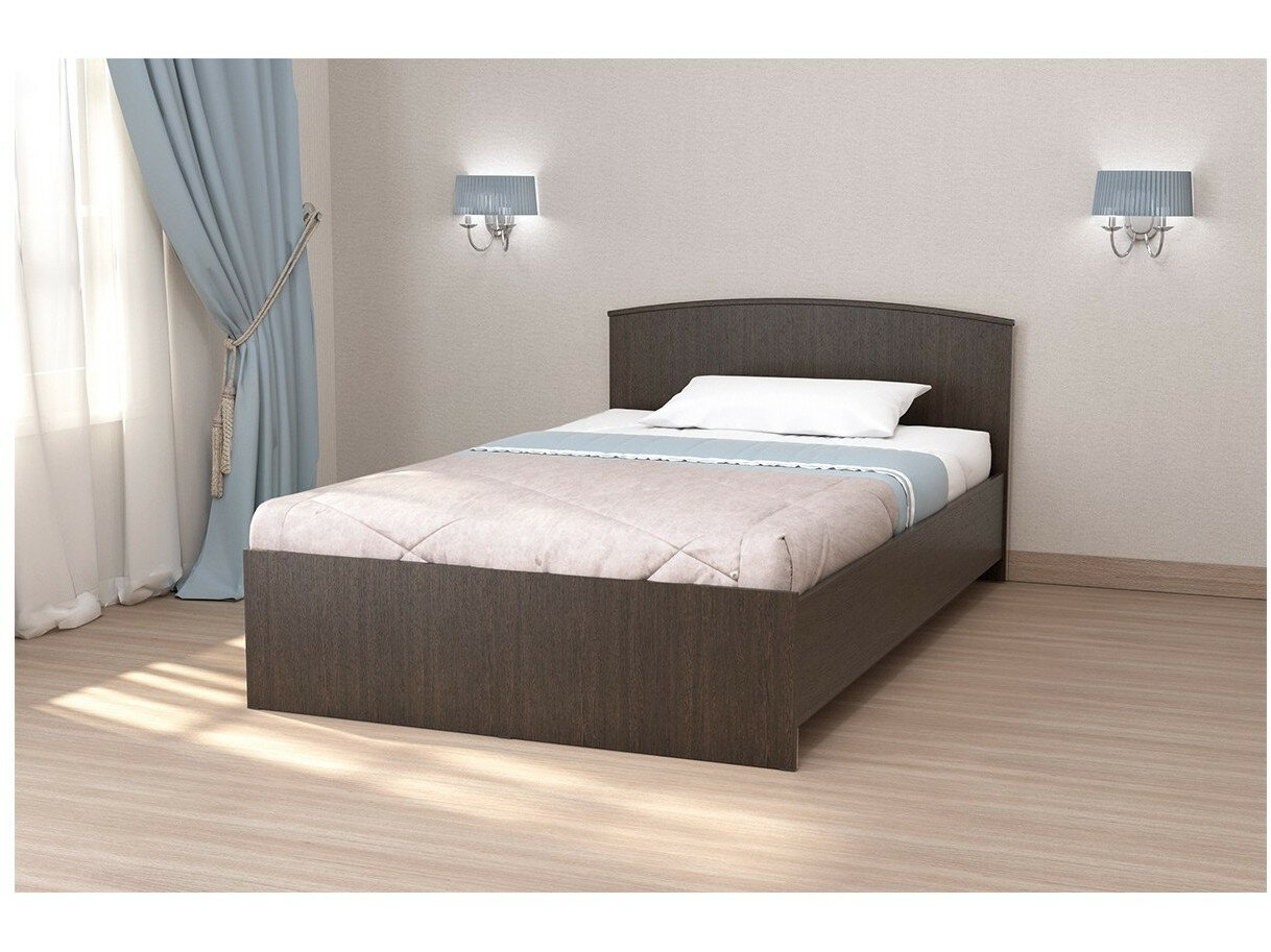 Кровать 1400х2000мм с жестким основанием - настил ЛДСП, Венге