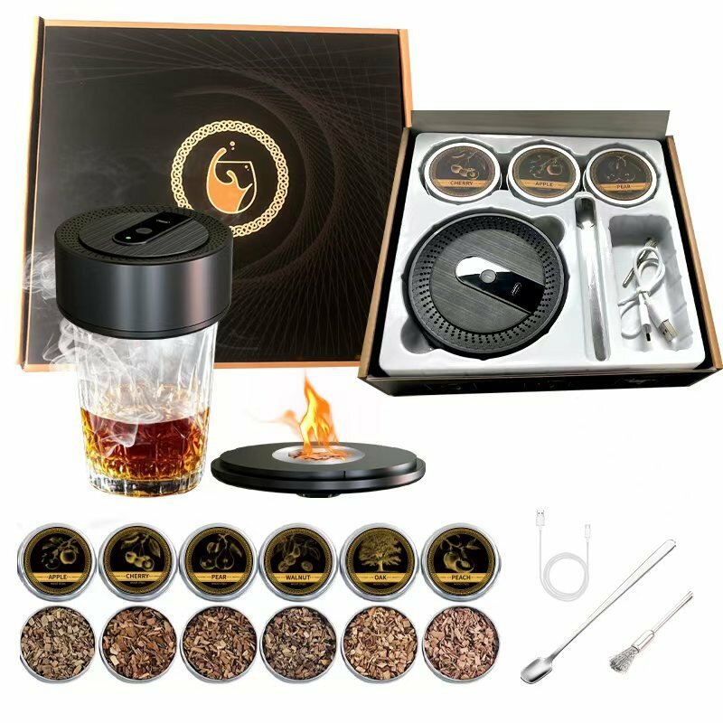 Дымовой генератор для коктейлей：Электрический, без наполнения водой, для добавления дымовых оттенков в виски и напитки