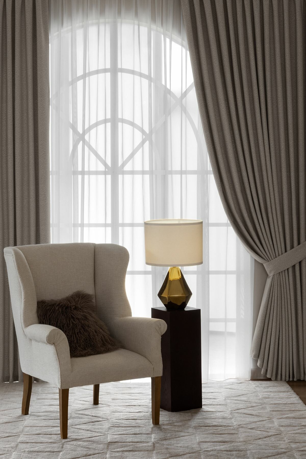 Togas Шторы для комнаты комплект с подхватами "Флио" шенилл, 300 высота на 260 ширина, 4 предмета