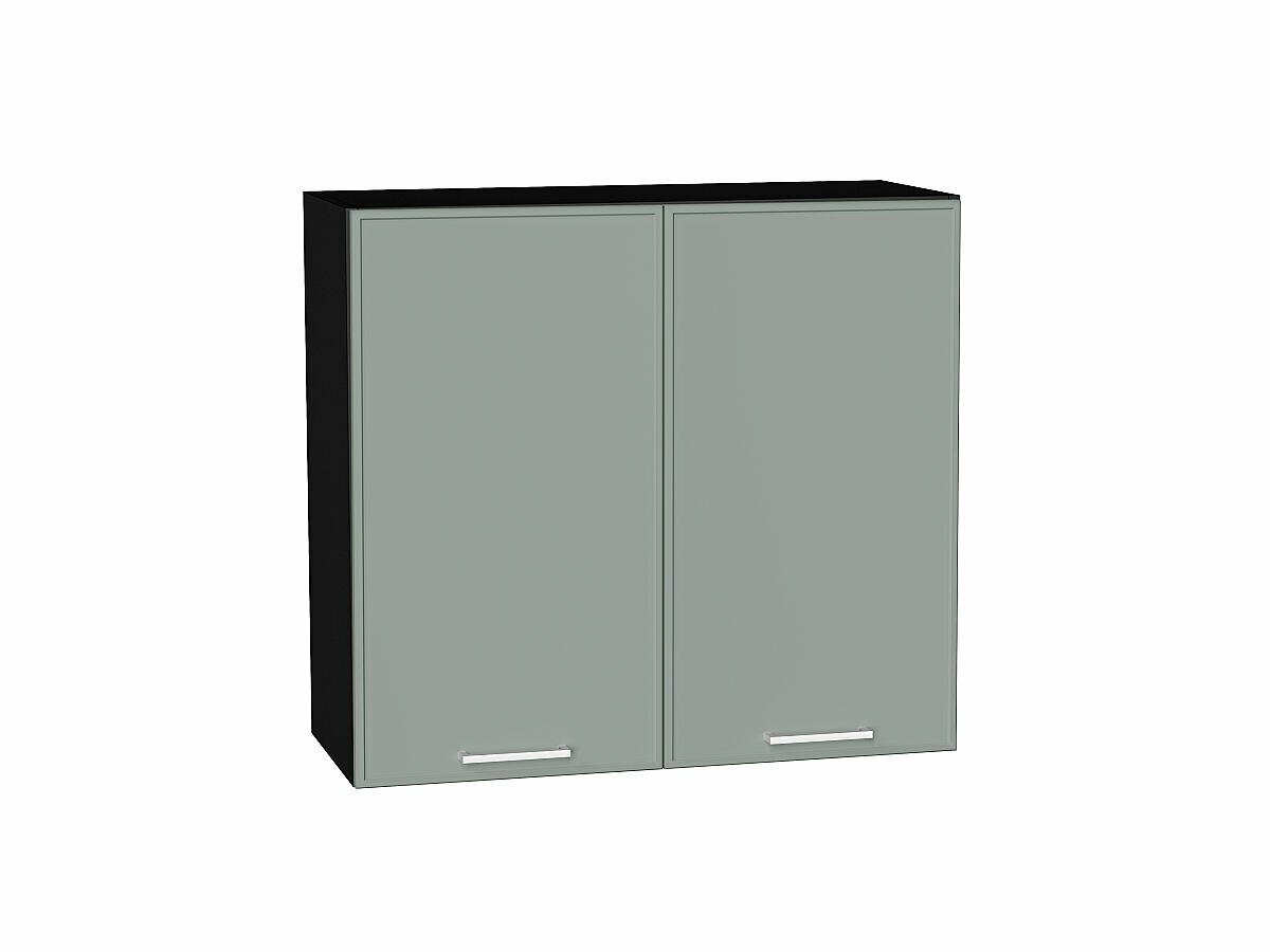 Шкаф верхний с 2-мя дверцами Квадро, цвет фасада Аквамарин, цвет каркаса Graphite, 716*800*321 мм