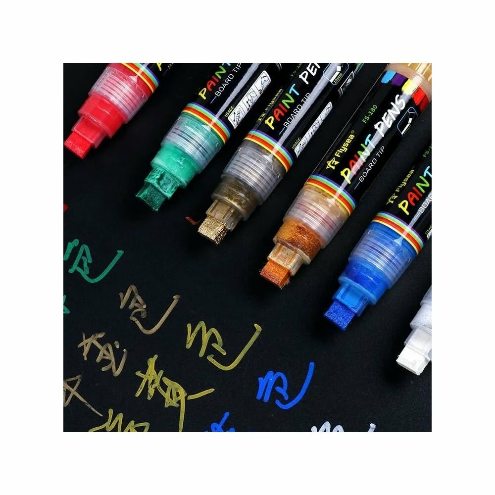 Маркер-краска Flysea промышленный Paint Marker FS-180 с широким наконечником (10.0 мм), черный FS-180-black