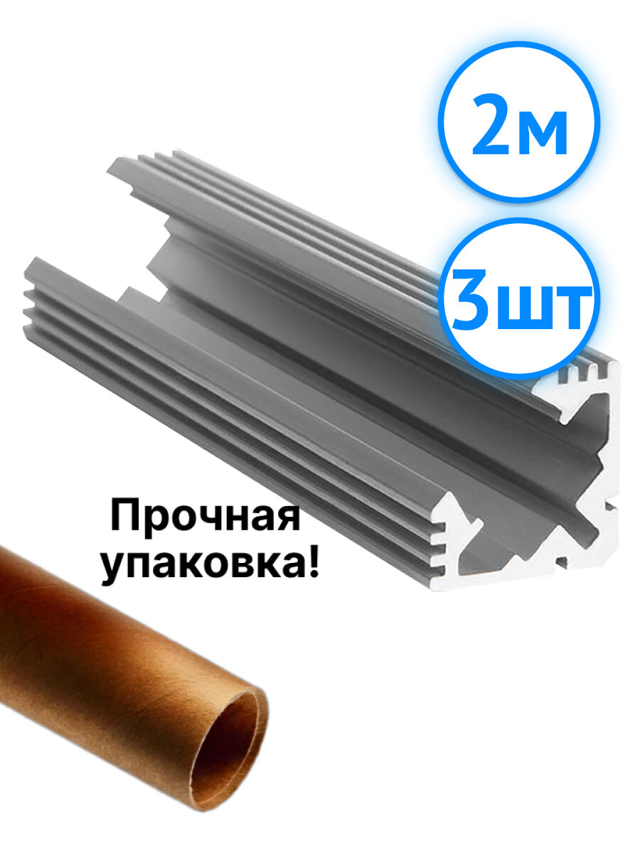 Профиль угловой Jazzway для монтажа светодиодной ленты PAL 1919 .1009623 3 шт. по 2 м.