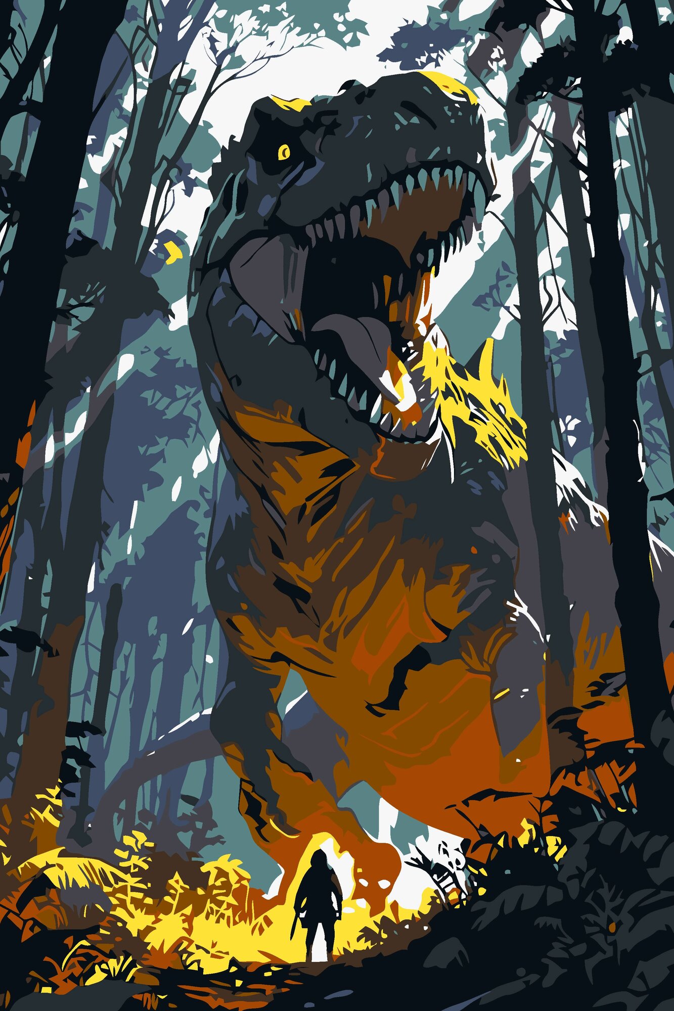 Детская картина по номерам E3371 "Динозавры" 20x30