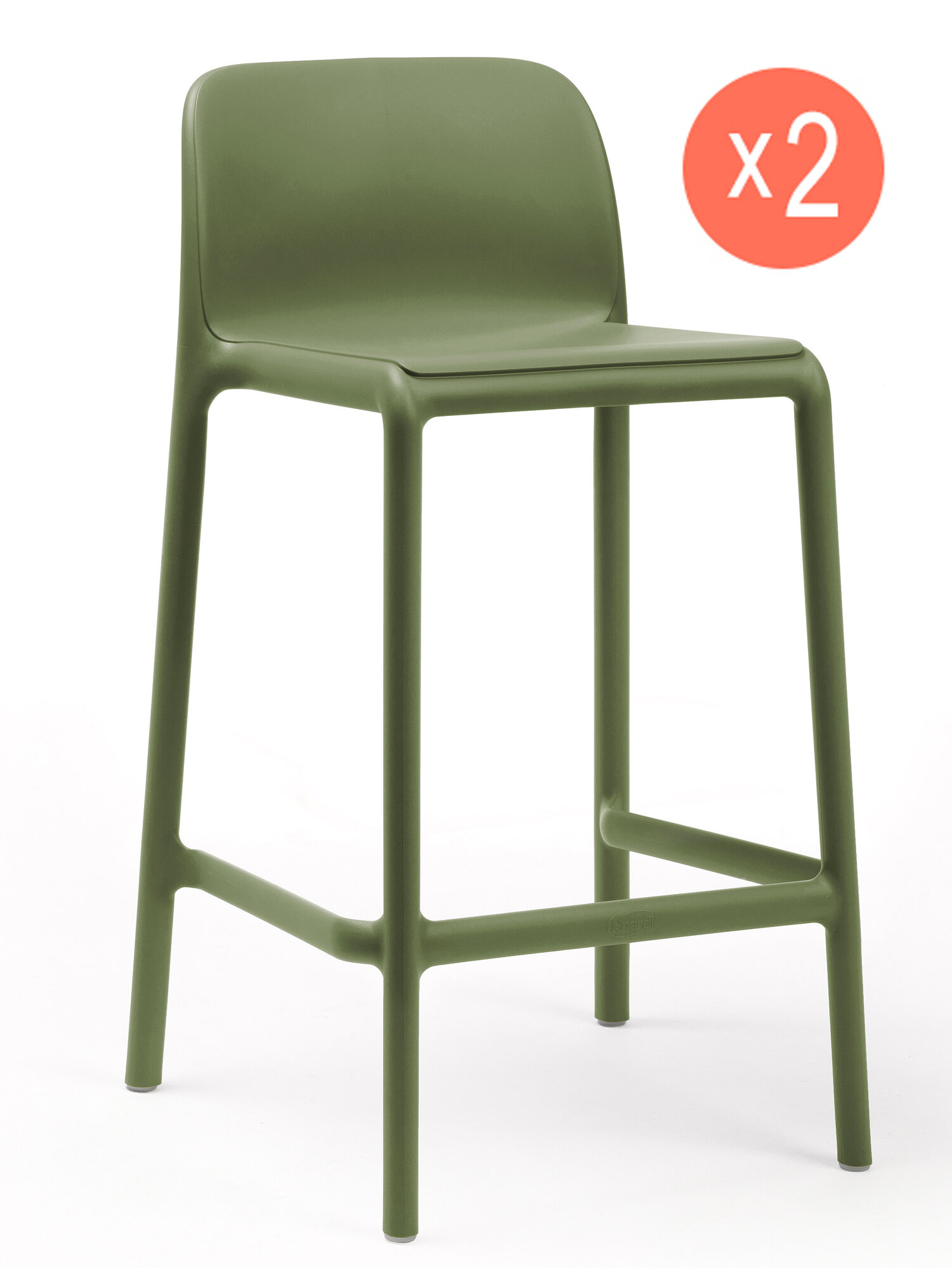 Комплект из 2-х полубарных стульев NARDI Faro Mini, цвет агава, со спинкой, всепогодные