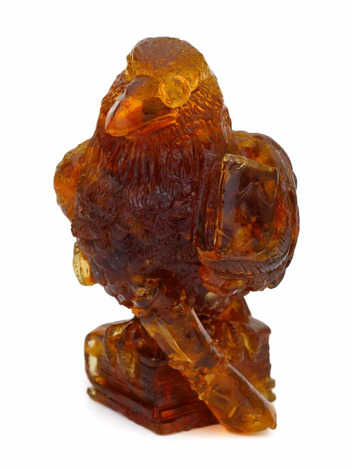 Сувенирная фигурка - Ворон и пенсне, Балтийский Янтарь, 8 см
