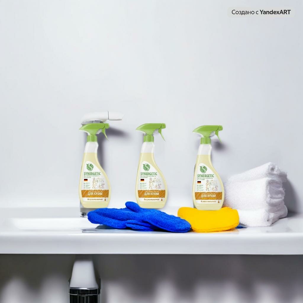 Биоразлагаемое универсальное чист ср-во для кухни Synergetic Мандарин и лемонграсс 0,5л, 3 шт