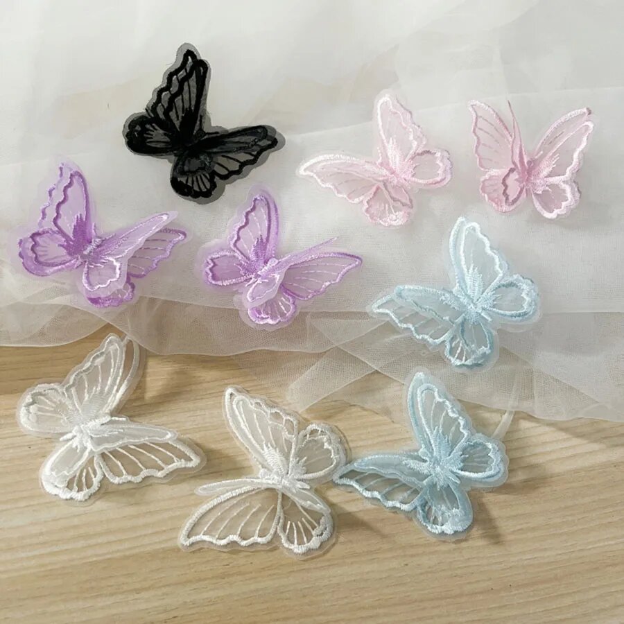 Нашивки бабочки Mix Color, 10 шт.