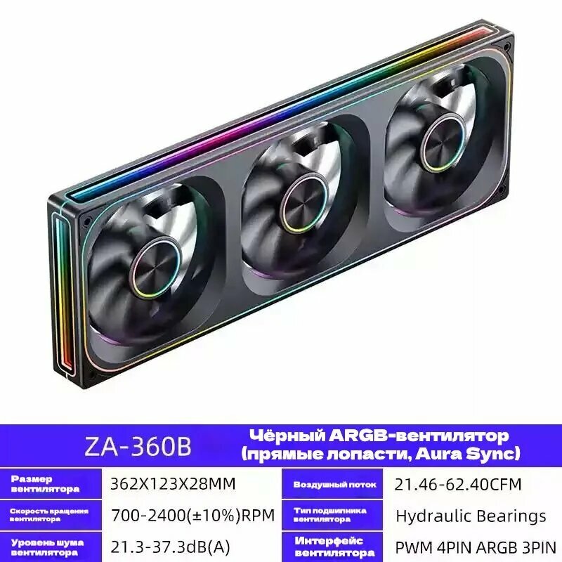 KNOW EASY-Jonsbo вентилятор ZA-240/360, черный матовый, черный