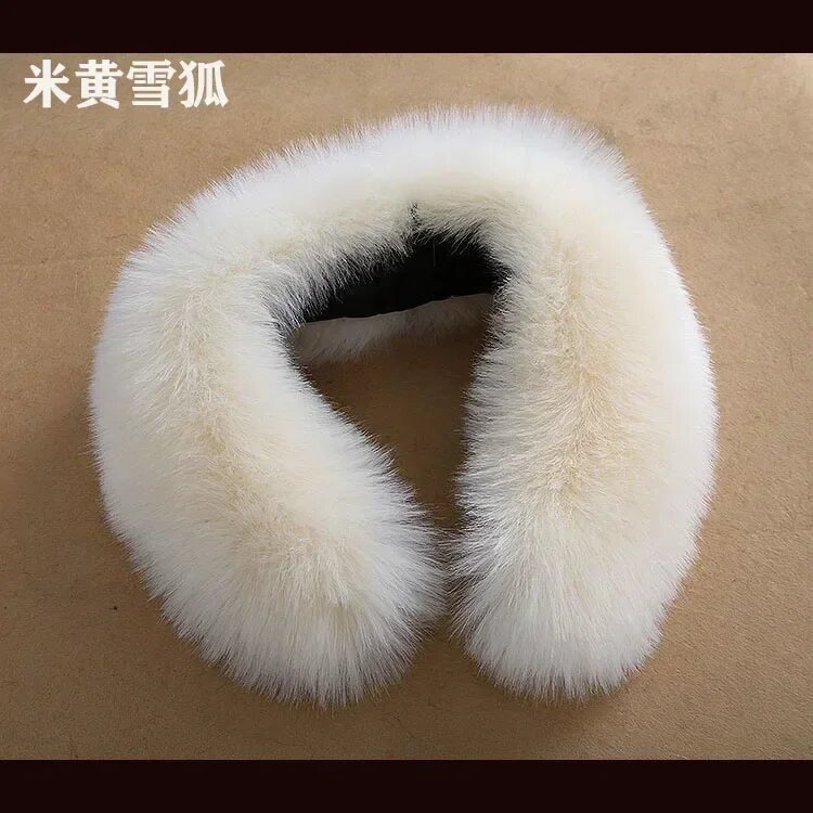 Qearlstar Женщины Факс Мех воротник Шарф 55 * 15 см Роскошные мягкие пальта Капушон Мех Декор Мужчины Детские Мех воротник Оборотки YC3,160,55,1, искусственный мех, полиэстер, бледно-бежевый,15