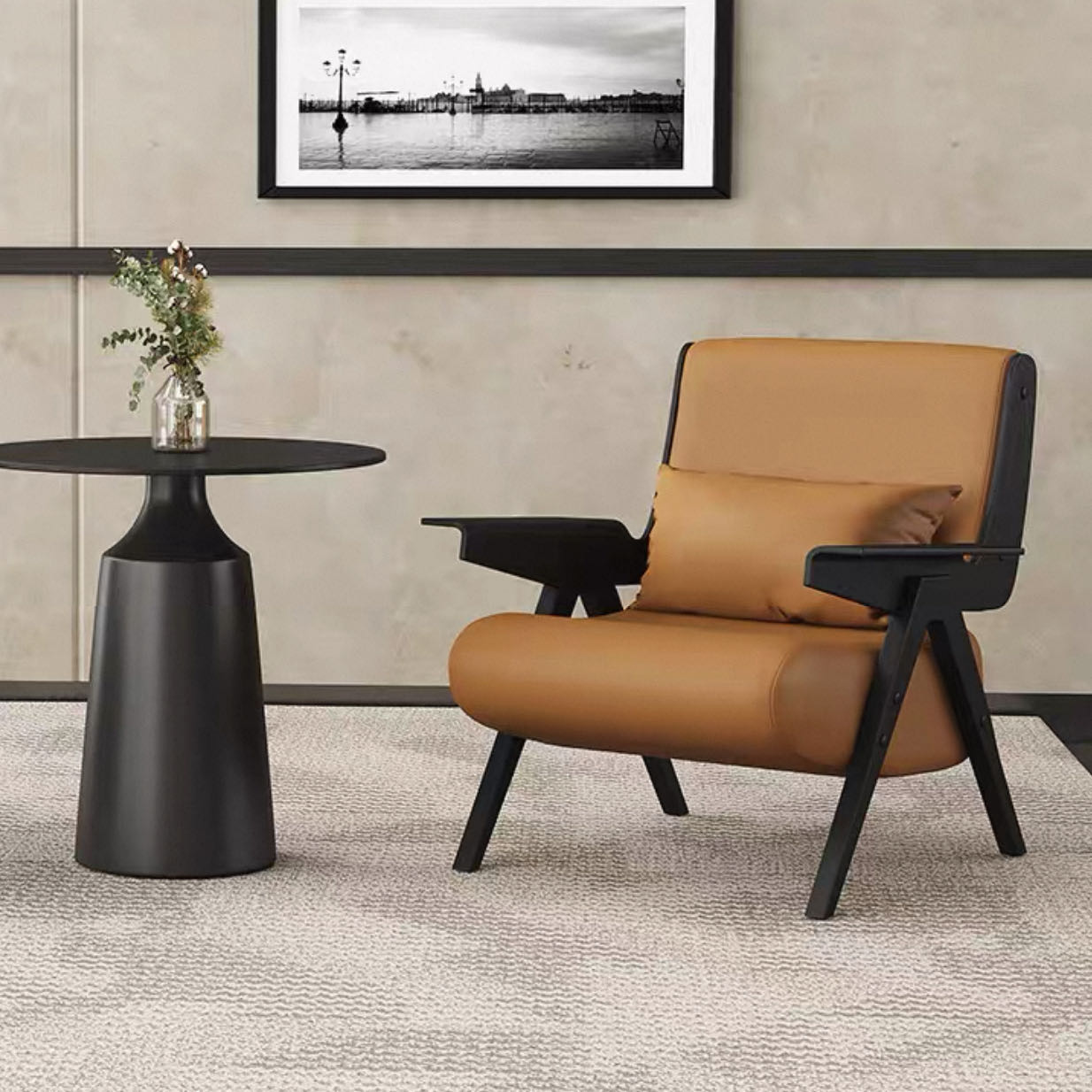 Интерьерное кресло на деревянной основе Cruziot (искусственная кожа / оранжевый)