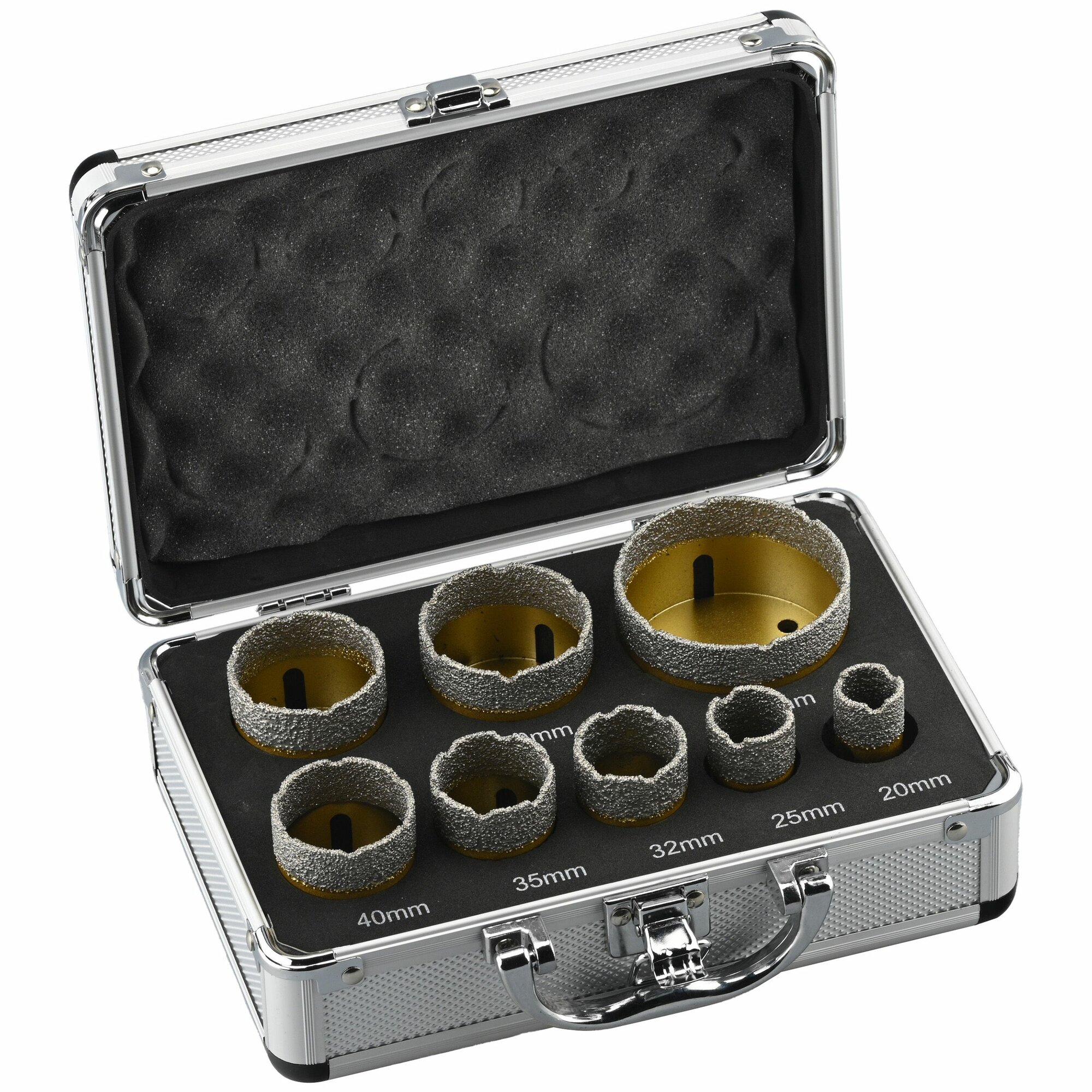 Набор алмазных коронок по керамограниту и плитке на УШМ М14 20-68мм