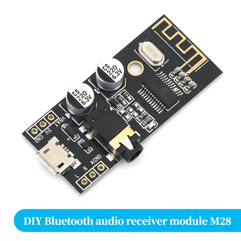 Bluetooth аудио приемник M28, модуль DIY, черный