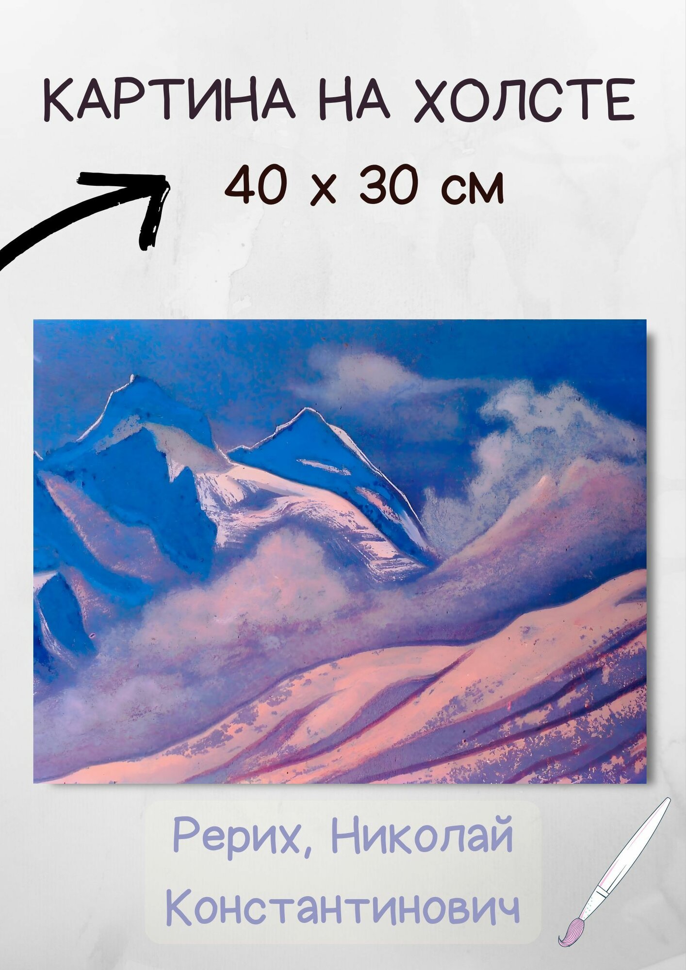 Рерих Николай Константинович "Гималаи (Этюд) (14)". Картина на холсте 30х40 см репродукция