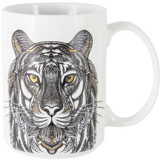 Кружка Anna Lafarg Wild "Тигр" 500 мл, фарфор, белый (ANLAF1-M350-0257-A)