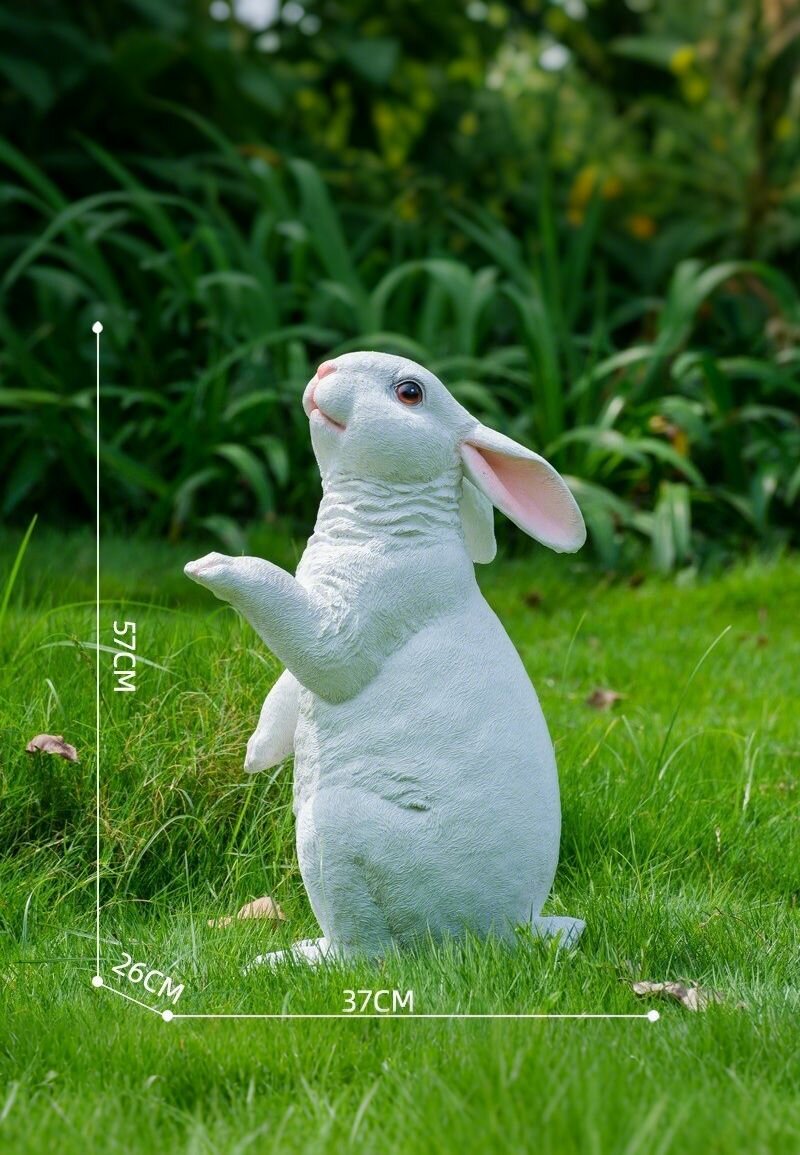 Садовая фигурка "Реалистичный кролик" из стеклопластика, большая (37x26x57 см), влагостойкая для сада, парка, детского сада Babaer
