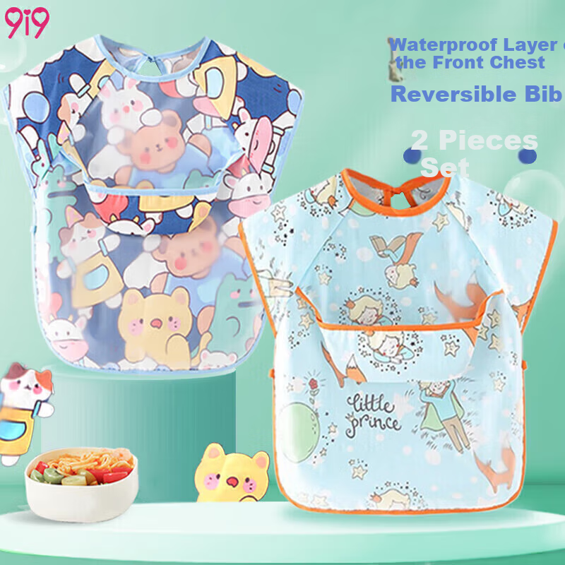 9i9 детский Feeding слюнявчик Waterproof 100% хлопок Sleeveless Feeding Apron Anti - splash детский детский слюнявчик