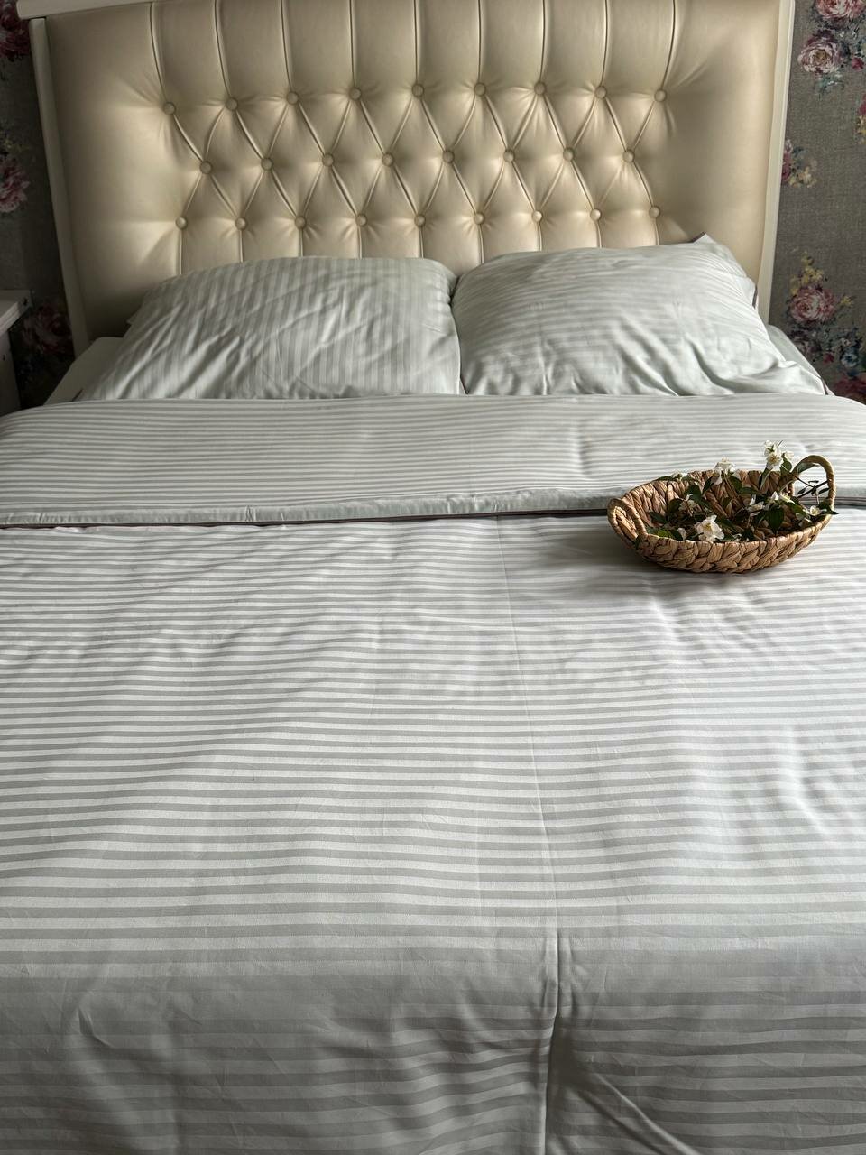 Постельное белье МАЙ 24, 2 спальный, хлопок 100%, страйп, с европростынью