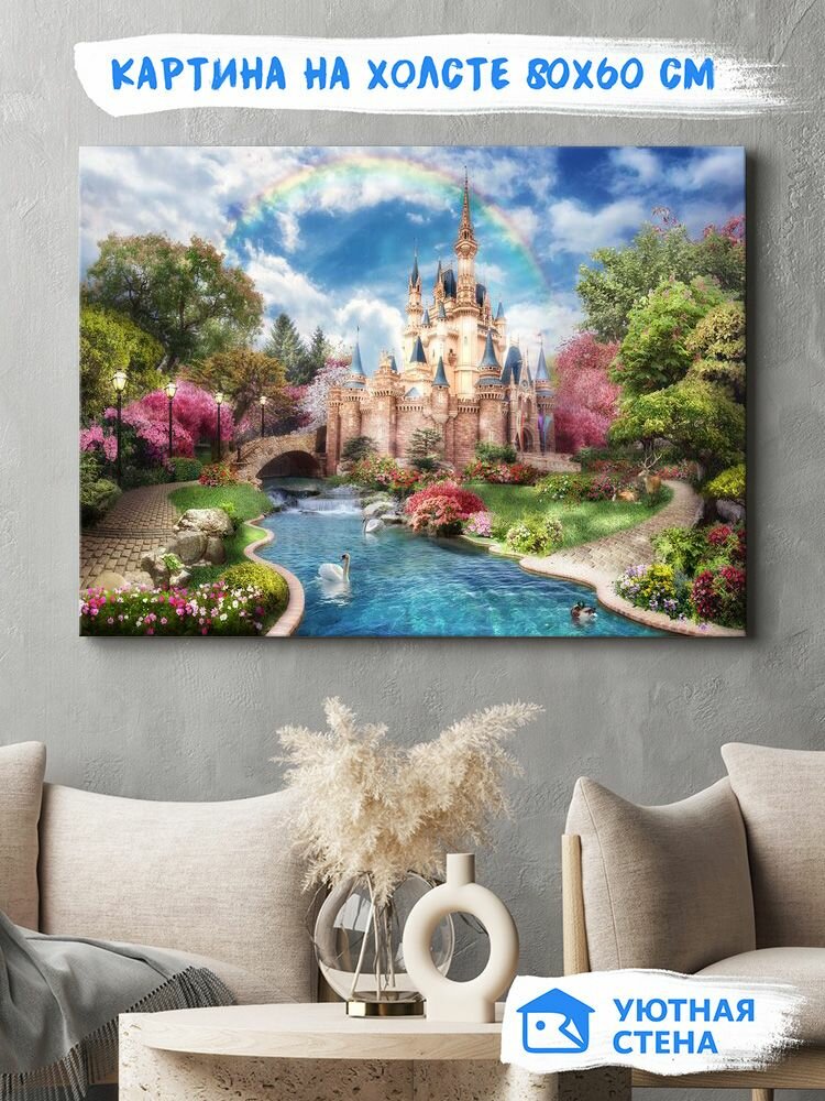 Картина на натуральном холсте Уютная стена "Замок для золушки. Томас Кинкейд" 80х60 см