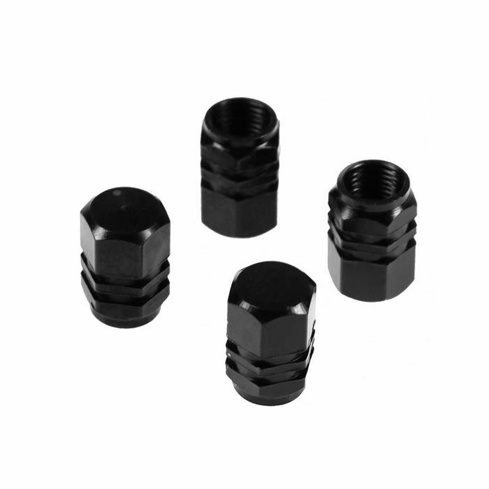 Колпачок на вентиль TORSO, цвет черный, металл, набор 4 штуки