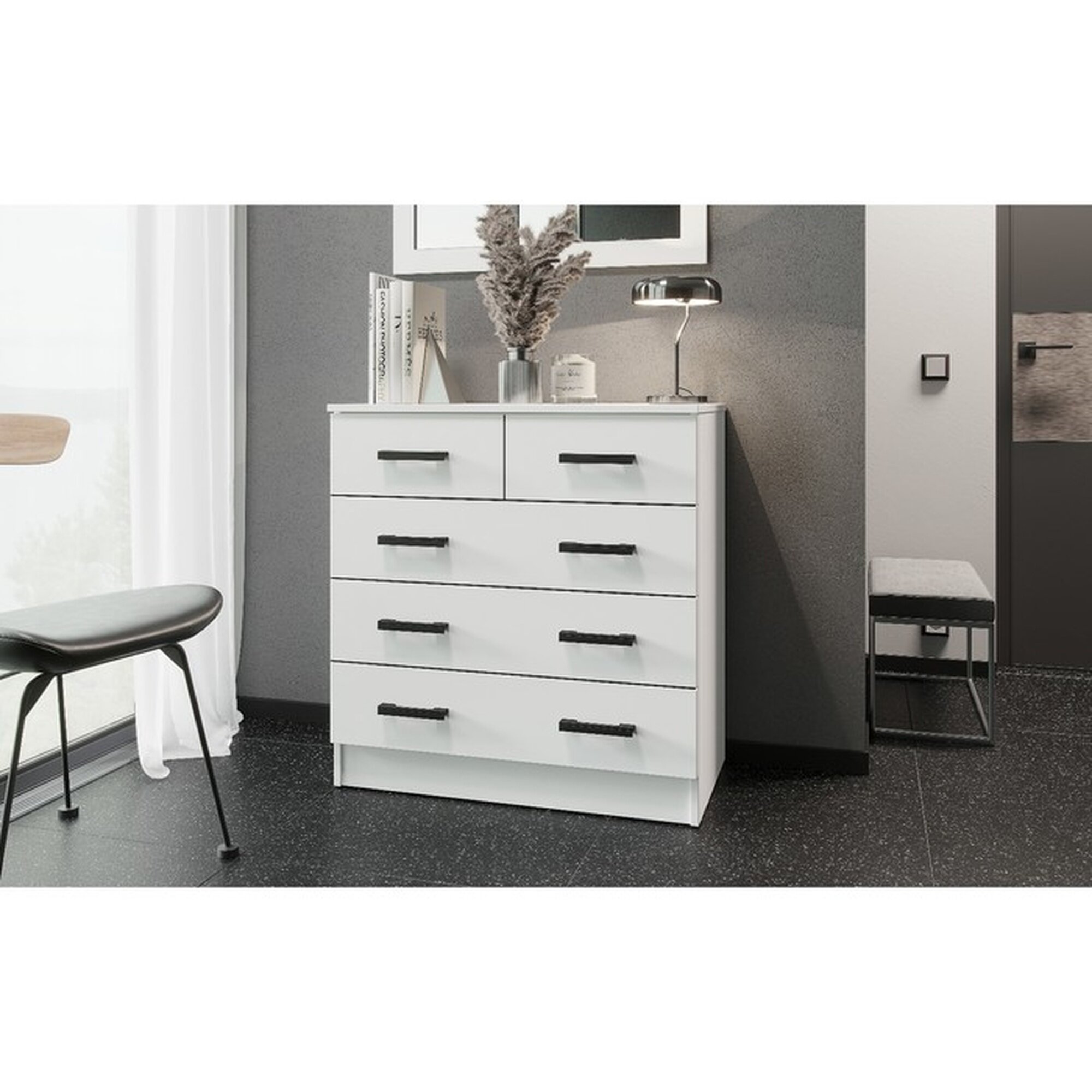 Комод Сима-ленд Эра К800-3/2, 5 ящиков, белый, ЛДСП, современный стиль