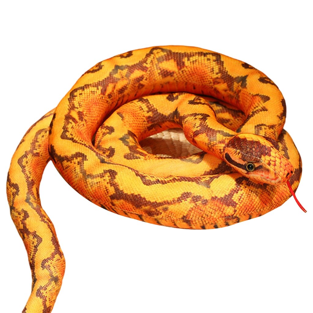 Плю шевая игру шка,100см реалистичная змея мягкая игрушка-Оранжевая кольцевая питон